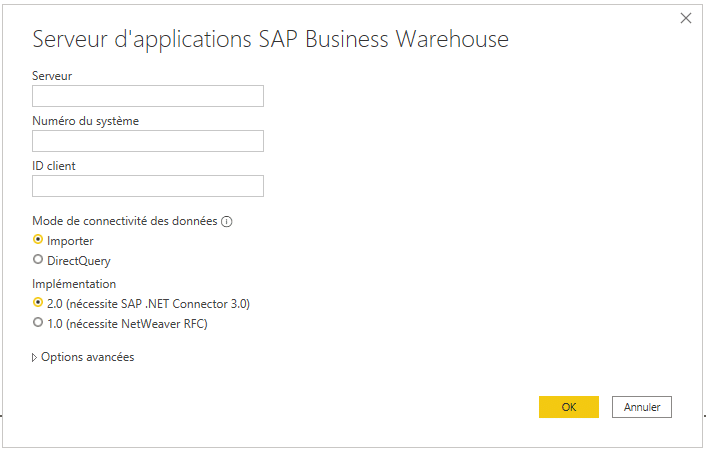Connexion et Configuration de Power BI à SAP BW et SAP HANA