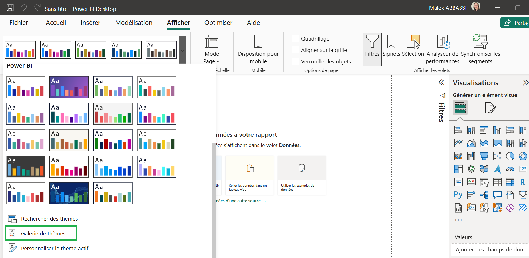 Créer un thème Power BI personnalisé avec JSON