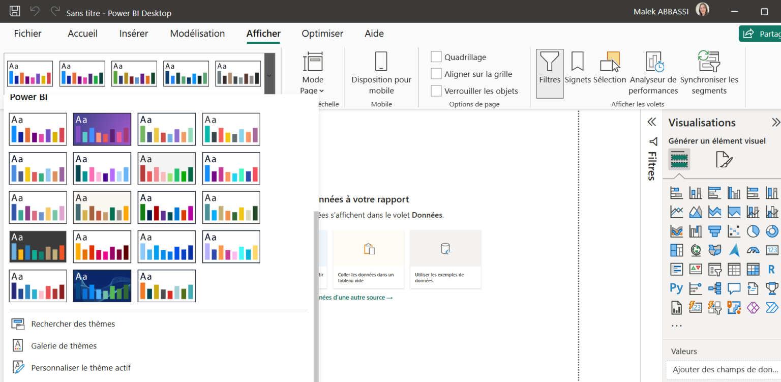 Créer un thème Power BI personnalisé avec JSON