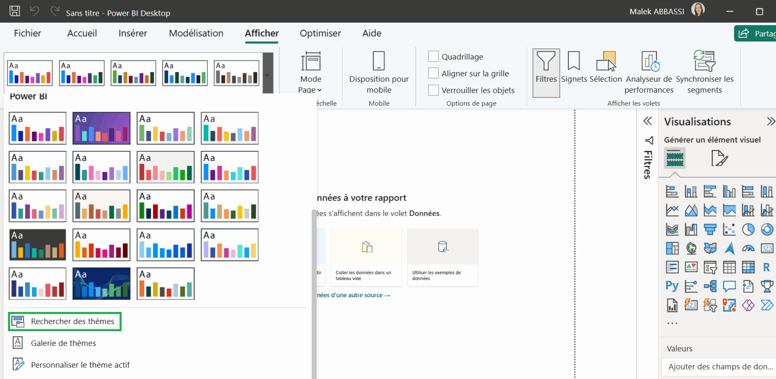 Créer un thème Power BI personnalisé avec JSON