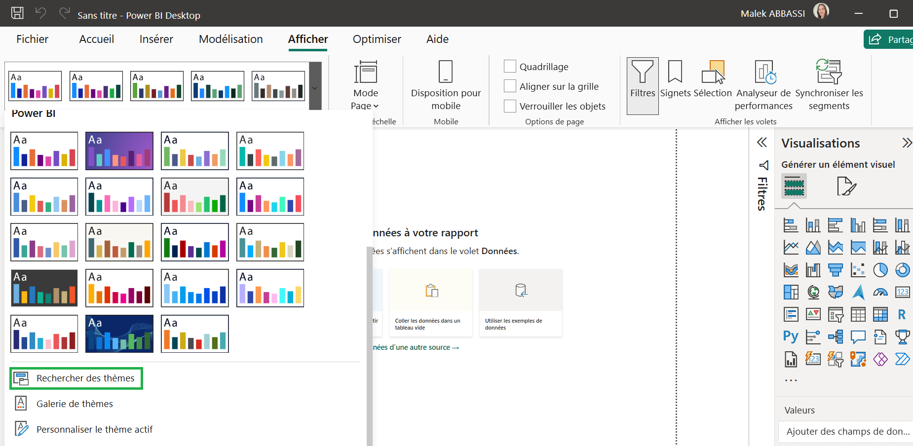 Créer un thème Power BI personnalisé avec JSON